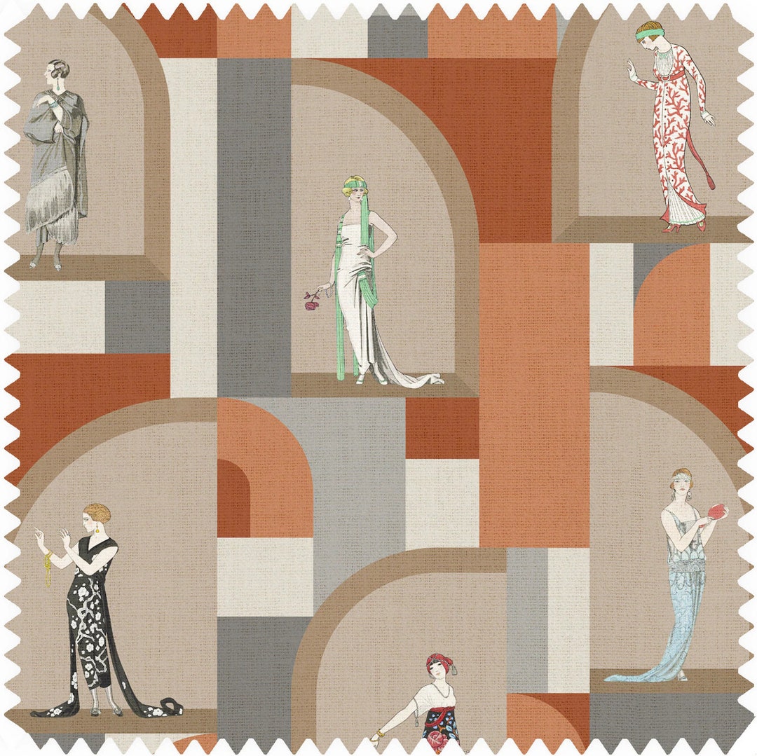 Flapper Girl Fabric Art Deco Fabric Designer Fabric Velvet - Etsy