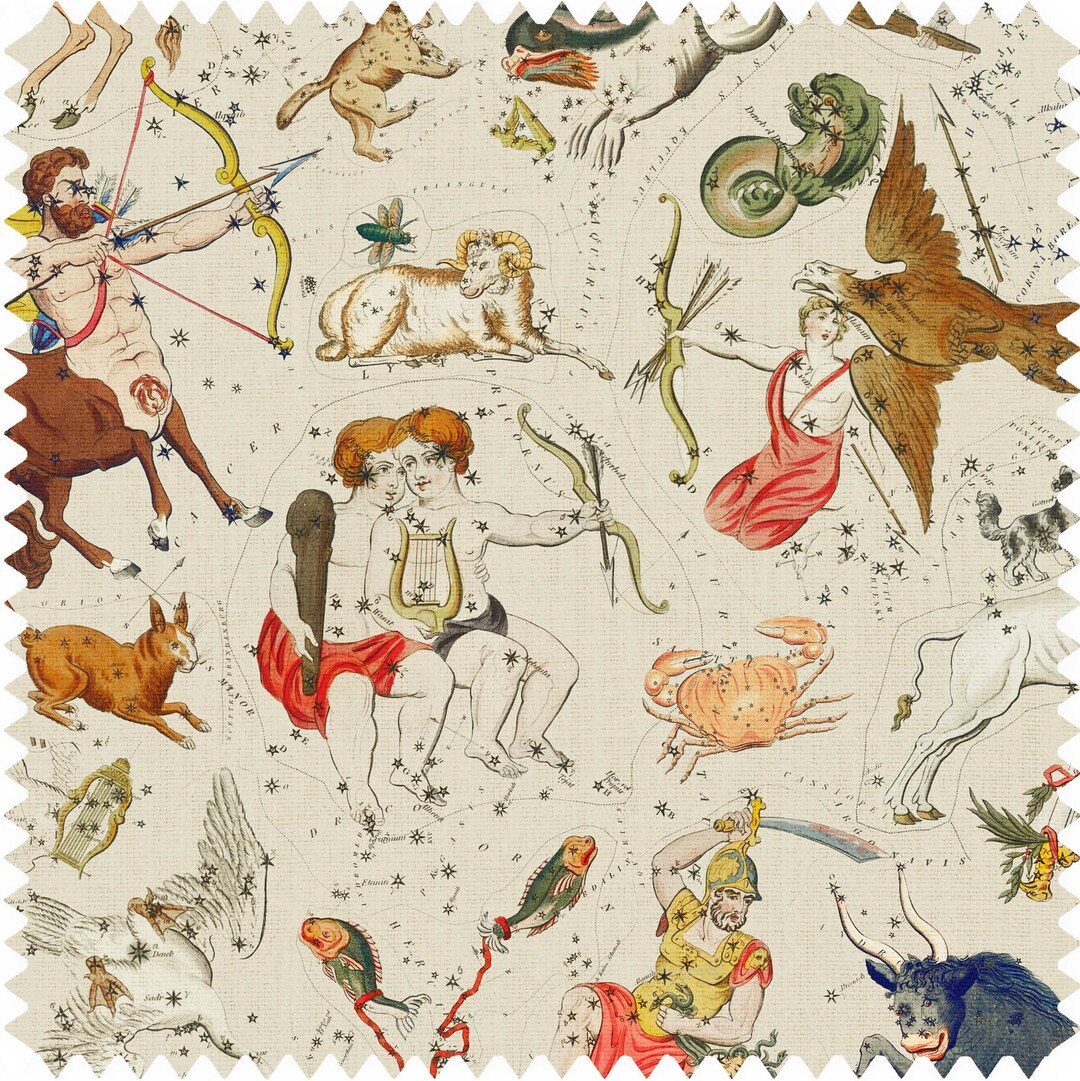 Urania's Mirror Fabric, Zodiac Fabric, Astrology Fabric, Designer ...