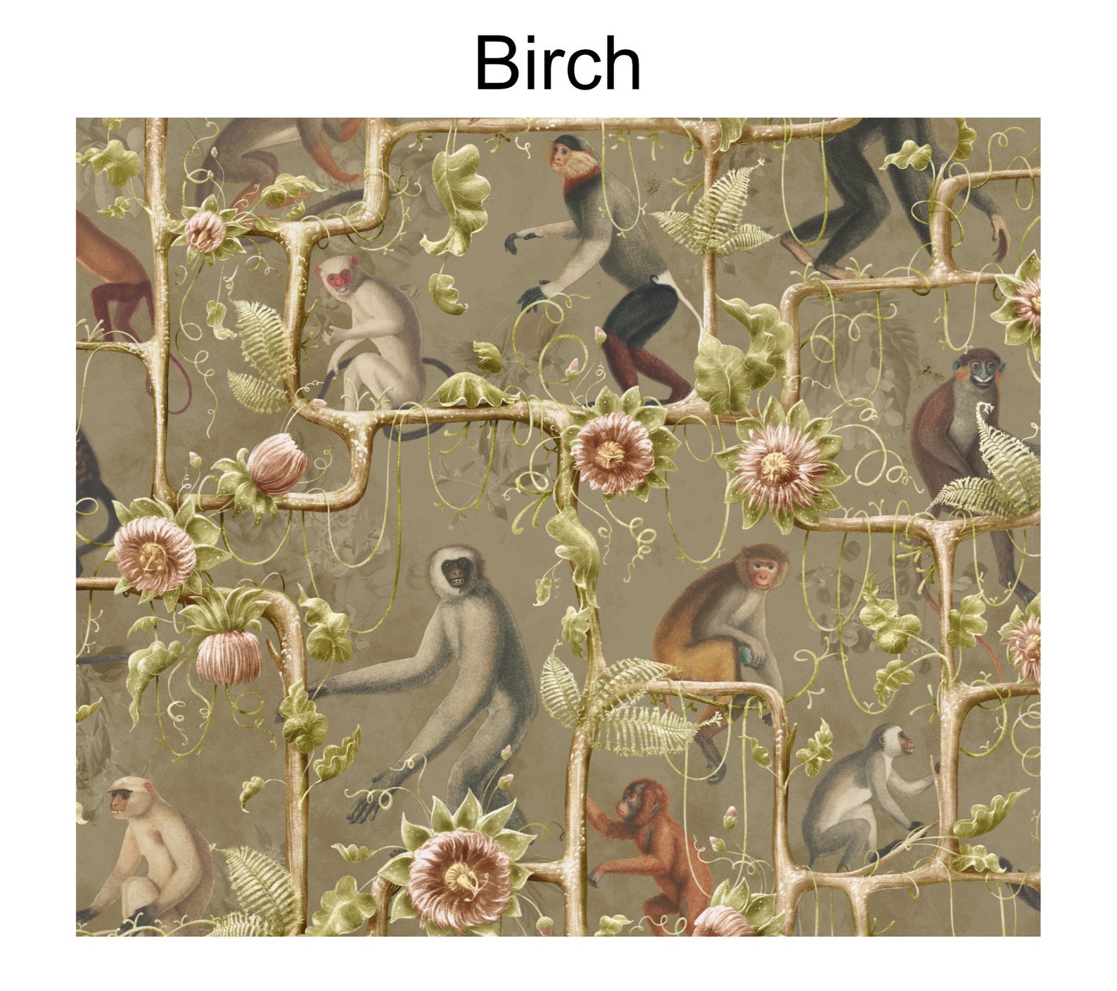 Monkey Trellis Wallpaper Mural, Peel & Stick and Traditional Wallpaper ...