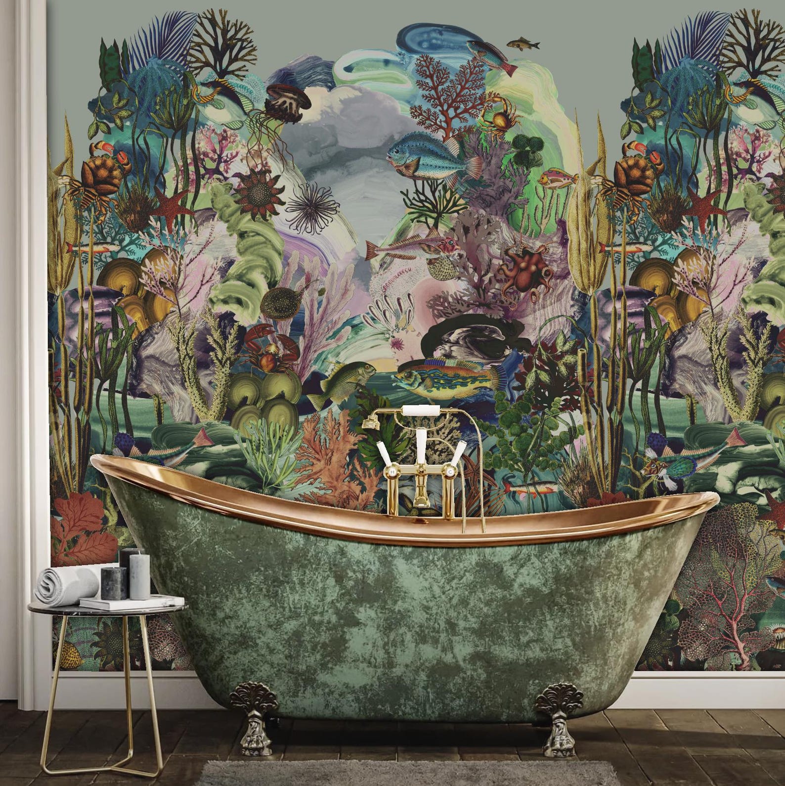 Fish Wall Mural, Designer Bathroom Wallpaper, Peel & Stick and ...