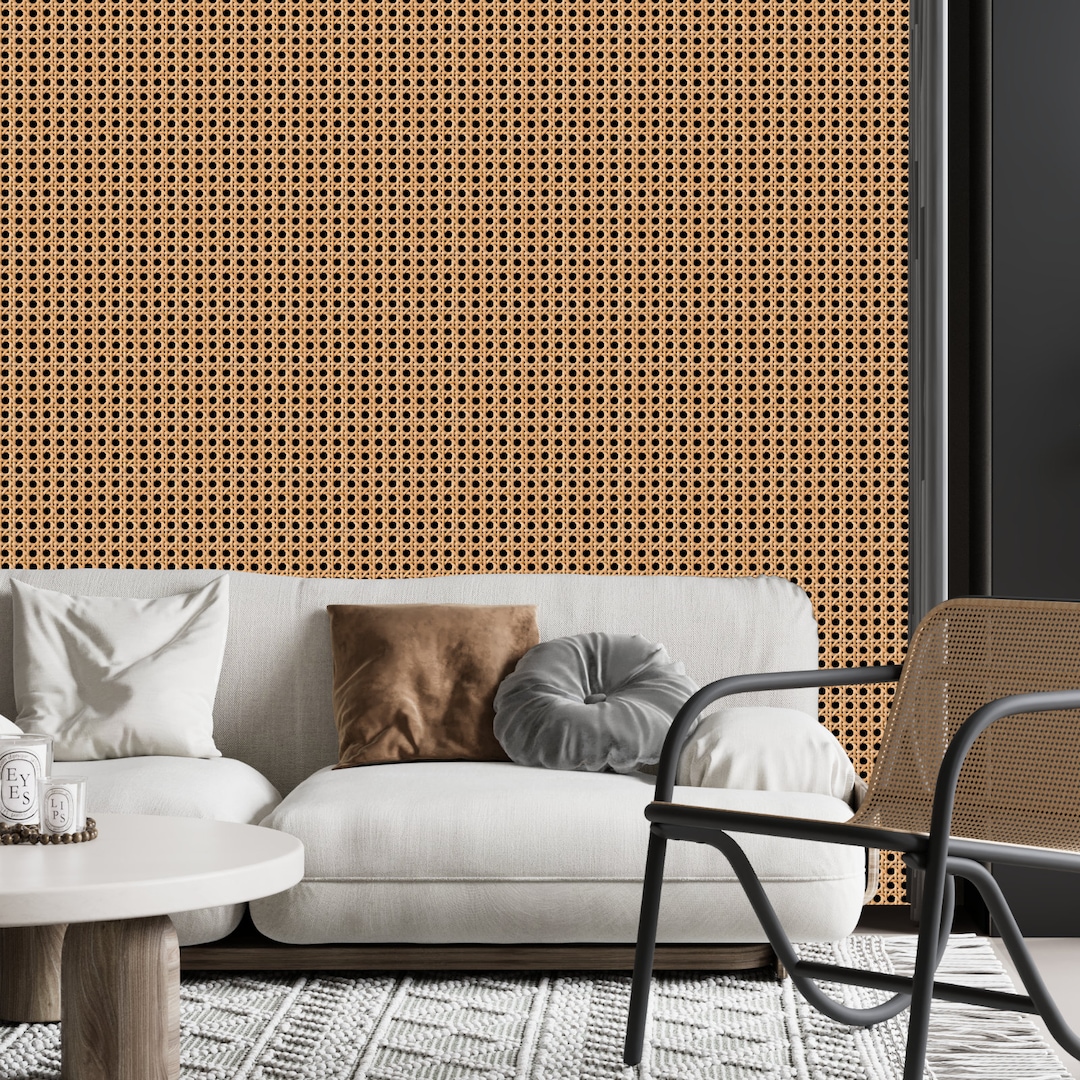 Rattan Cane Webbing Effect Wallpaper, Wicker Wallpaper, Peel & Stick ...