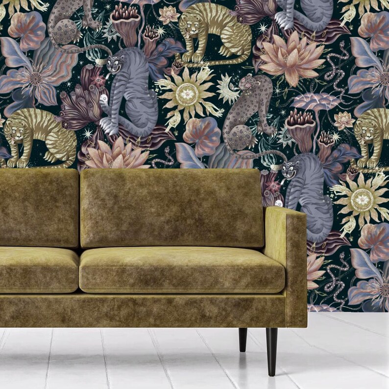 Tibetan Tiger Wallpaper, Peel Stick, Traditional Wallpaper, Jungle ...