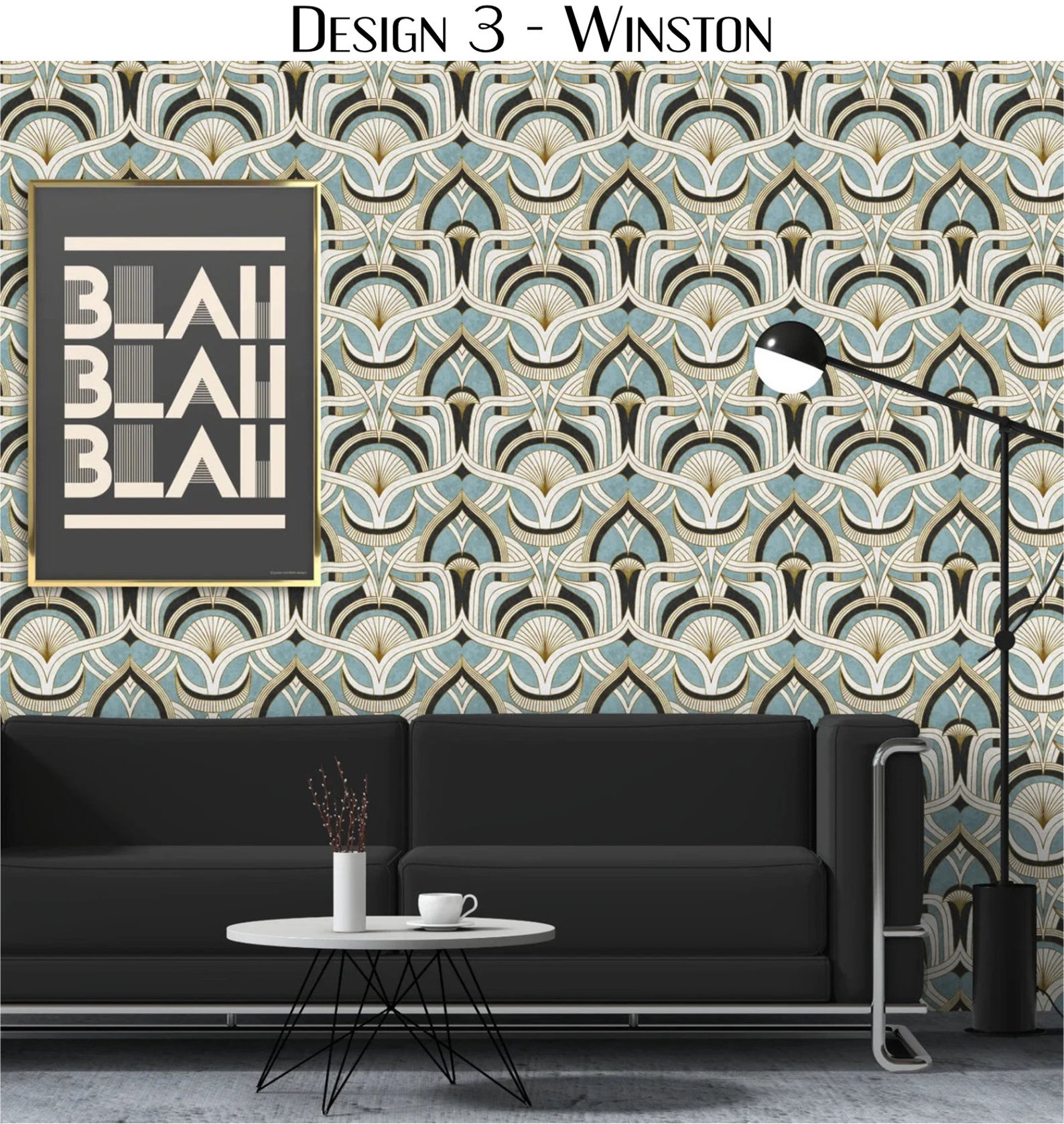 Art Deco Wallpaper Samples Geometric Wallpaper Sample Removable ...