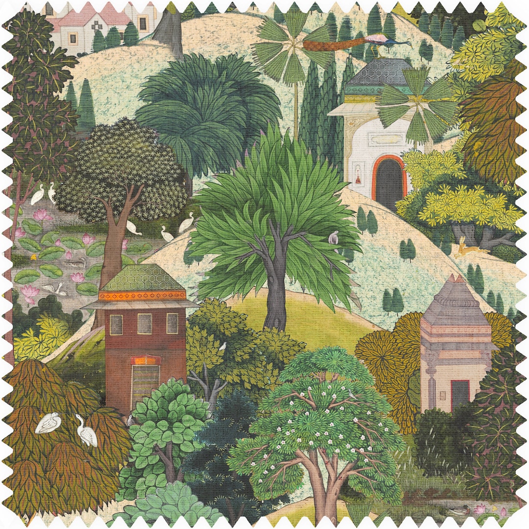 An Indian Summer Fabric, Scenic | Trees Fabric, Ethnic Velvet Fabric ...