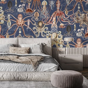Cephalopods Wallpaper Mural, Octopus Mural, Peel & Stick Wallpaper ...