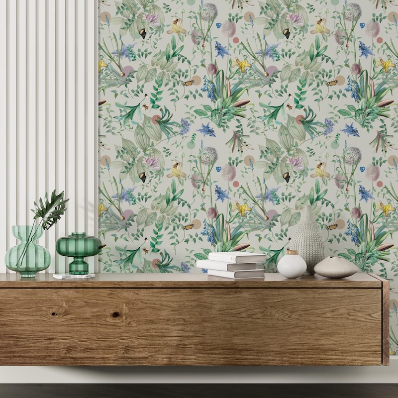 Botanical Wallpaper Bee - Etsy UK