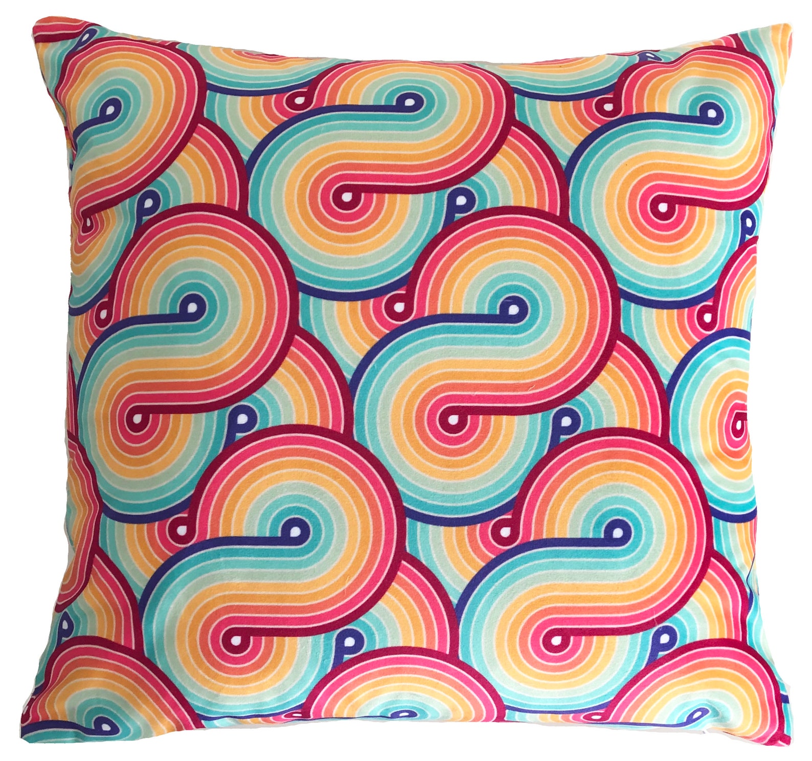 Rainbow Cushion Cover 70's Pillow Retro Cushion Organic - Etsy