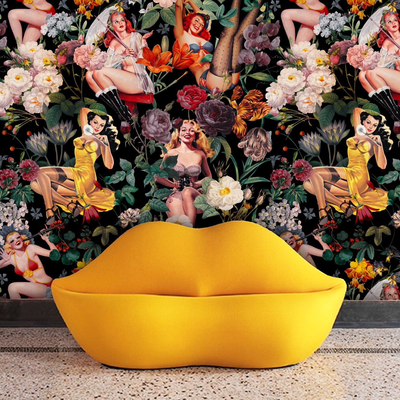 Cute Pinup Wallpaper Misses Pin Up Girl Fabric, Wallpaper And Home
