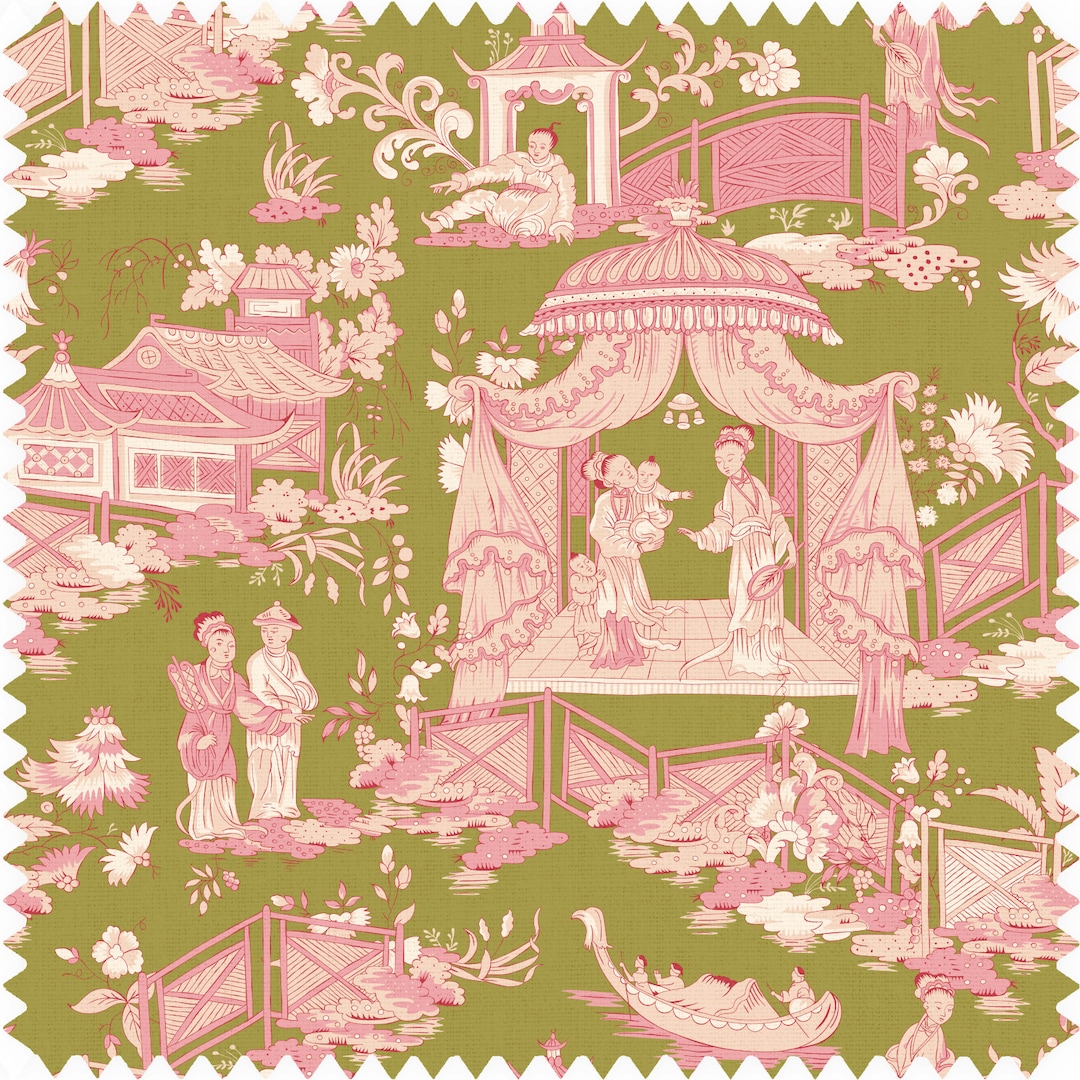 Chinoiserie Toile Fabric, Oriental Fabric, Chinese Fabric, Upholstery ...
