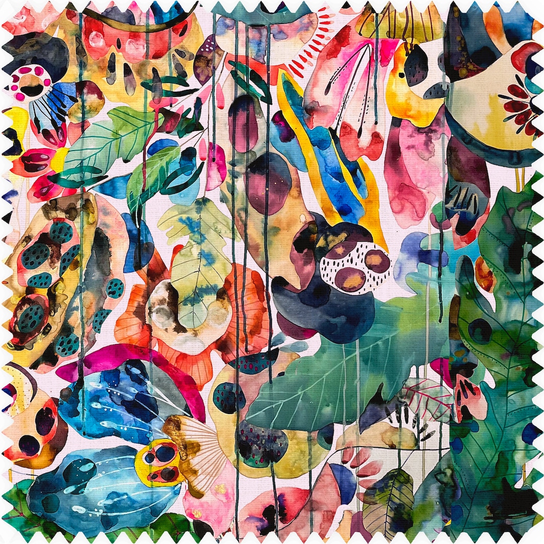 Abstract Watercolour Fabric, Colourful Fabric, Velvet Fabric | Material ...