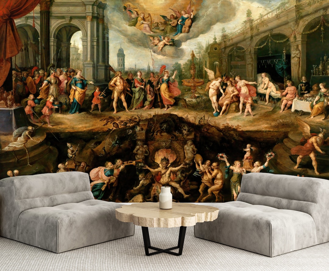 Heaven, Earth and Hell Mural, Peel & Stick and Traditional Wallpaper ...