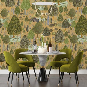 Indian 'pichwai' Trees Wallpaper, Peel & Stick Wallpaper, Traditional ...