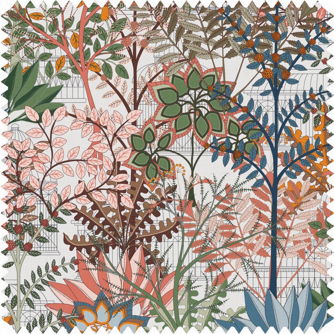 Botanical Trees Fabric, Nature Inspired Fabric, Upholstery Fabric ...