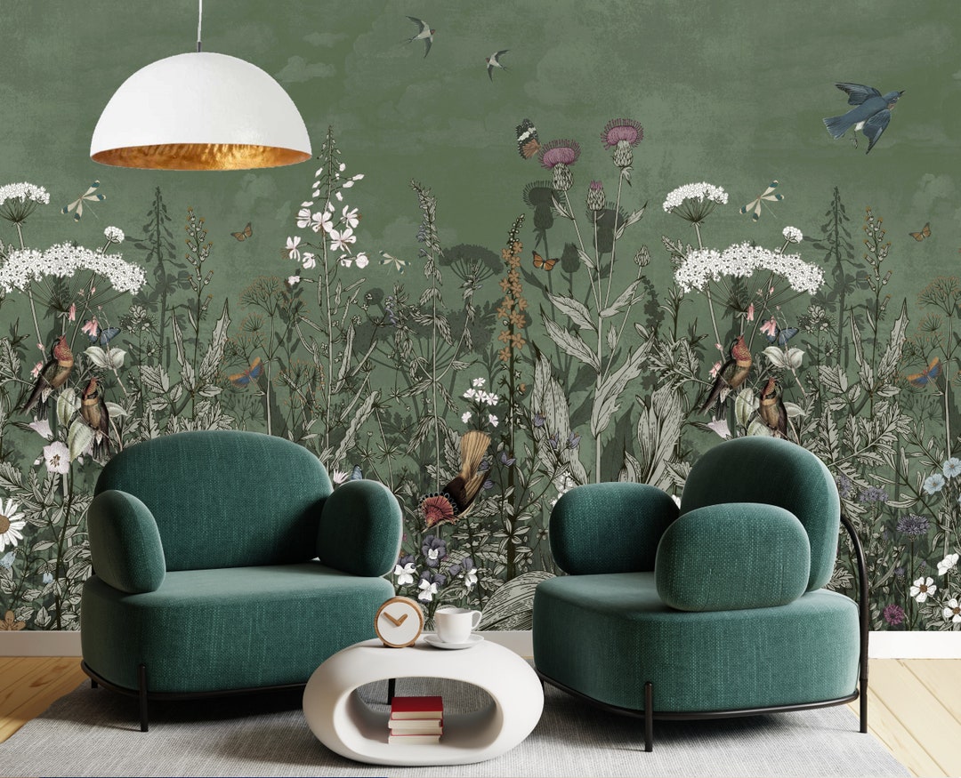 Wildflower Paradise Mural, Peel & Stick and Traditional Wallpaper ...