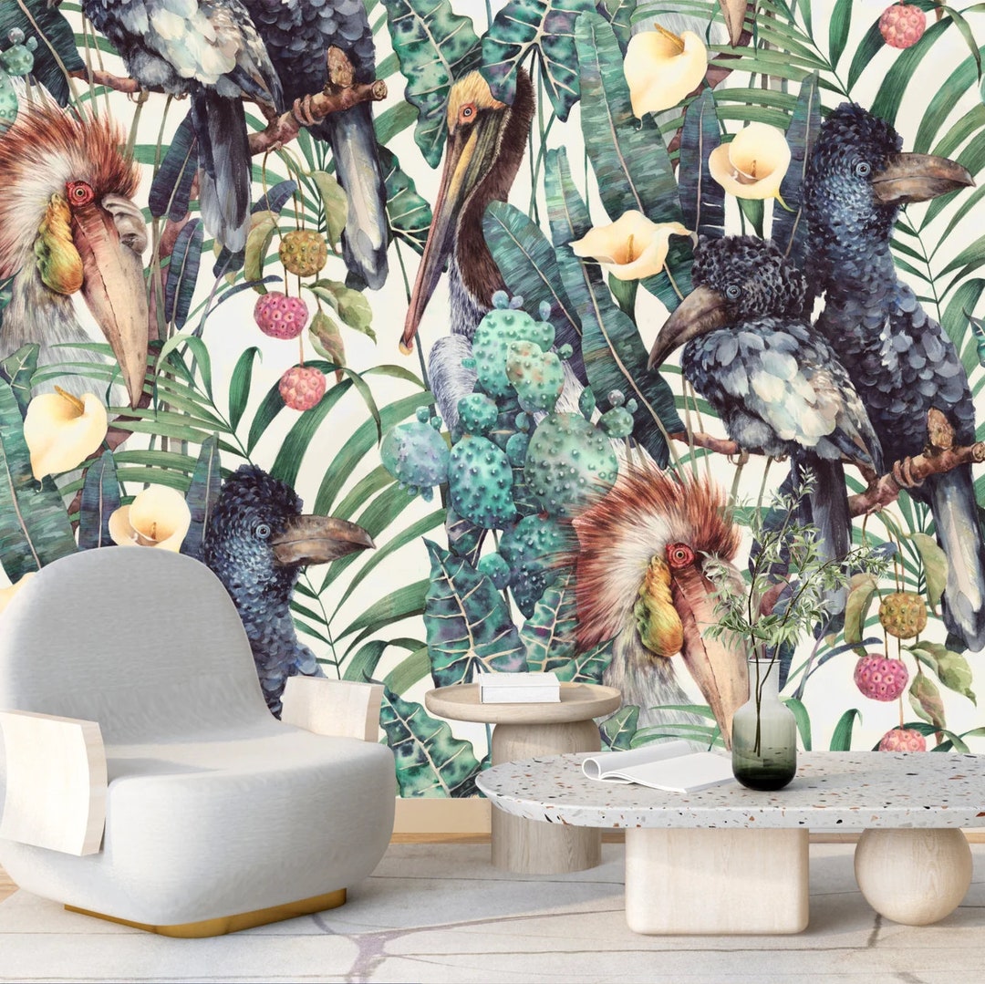 Hornbill Designer Wallpaper Mural, Peel & Stick and Traditional ...