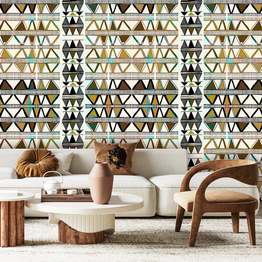 Tribal Aztec Wallpaper Mural, Peel & Stick and Traditional Wallpaper ...