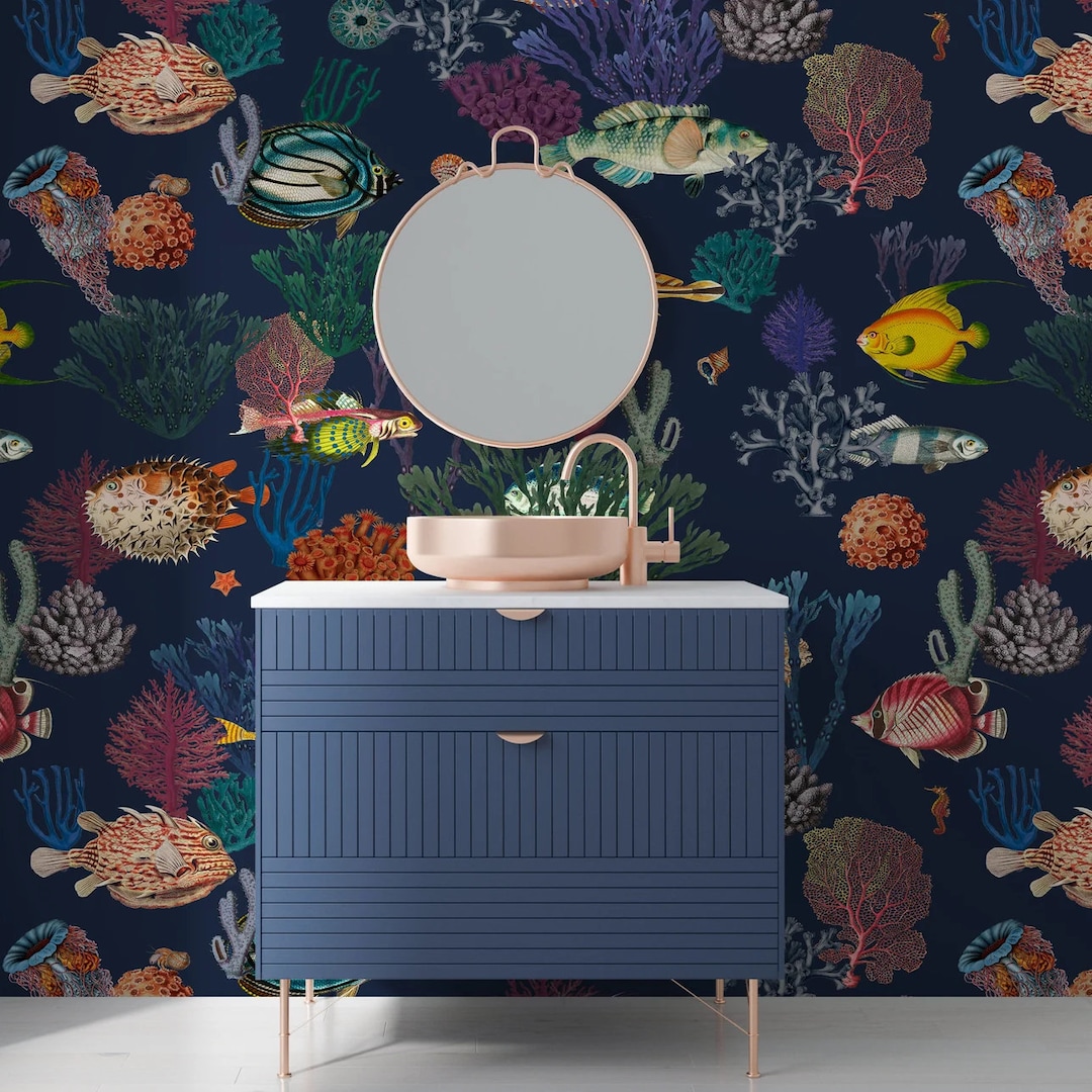 Aquatic Magic Mural, Peel & Stick and Traditional Wallpaper, Designer ...