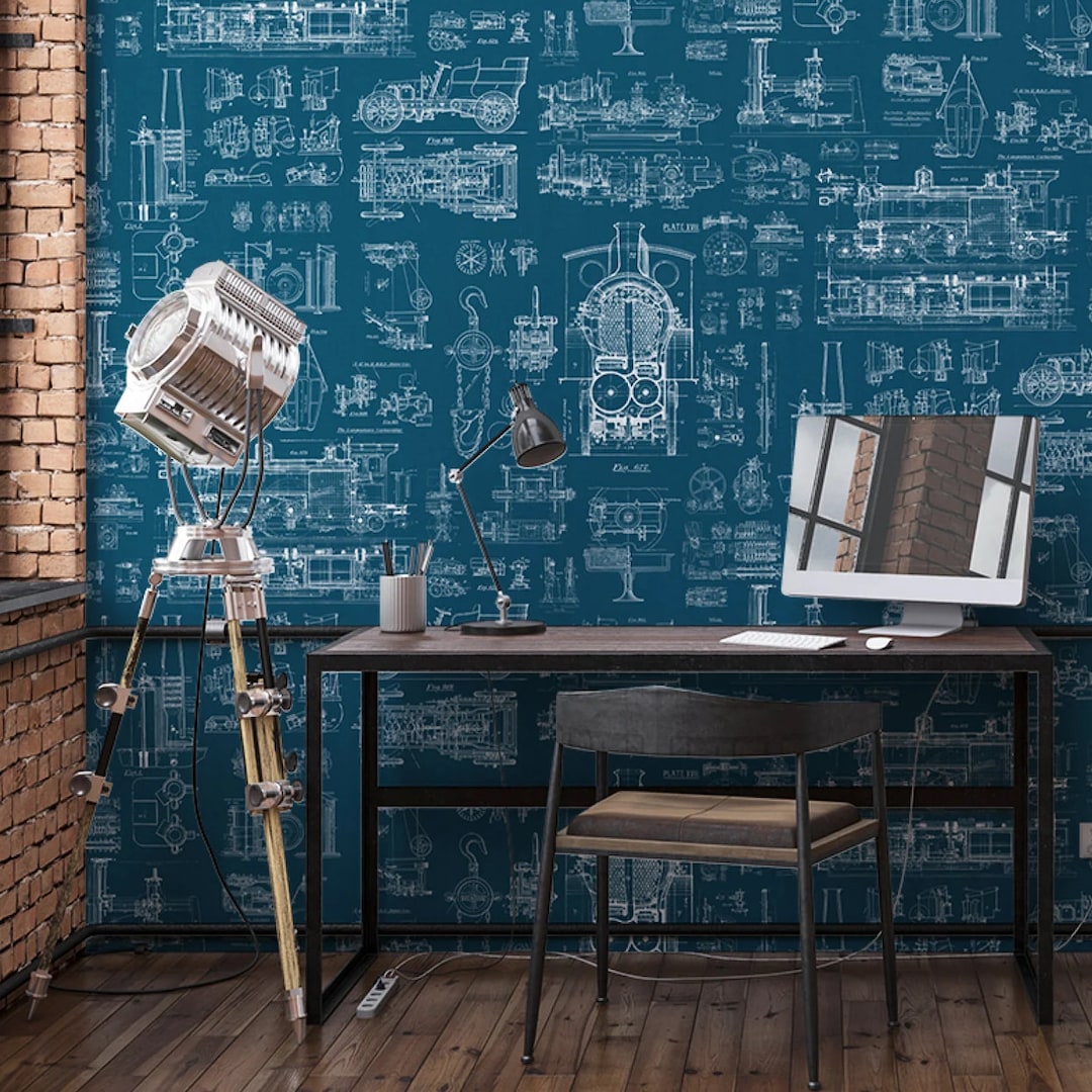 Blueprint Car, Train Wallpaper, Peel & Stick and Traditional Wallpaper ...
