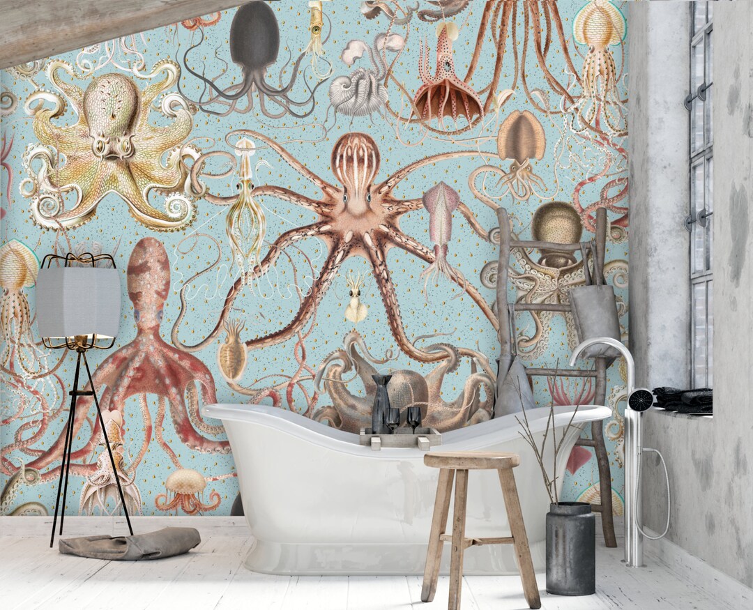 Cephalopods Wallpaper Mural Octopus Mural Peel & Stick - Etsy