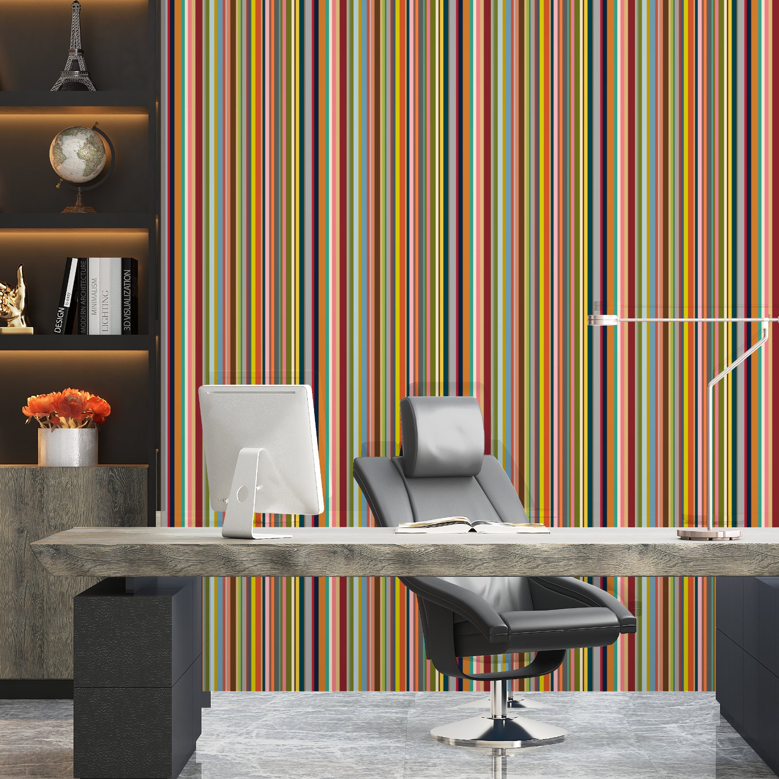Mid Century Modern Stripe Wallpaper, Peel & Stick and Traditional ...