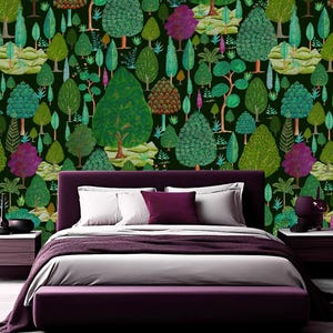 Indian 'pichwai' Trees Wallpaper, Peel & Stick Wallpaper, Traditional ...