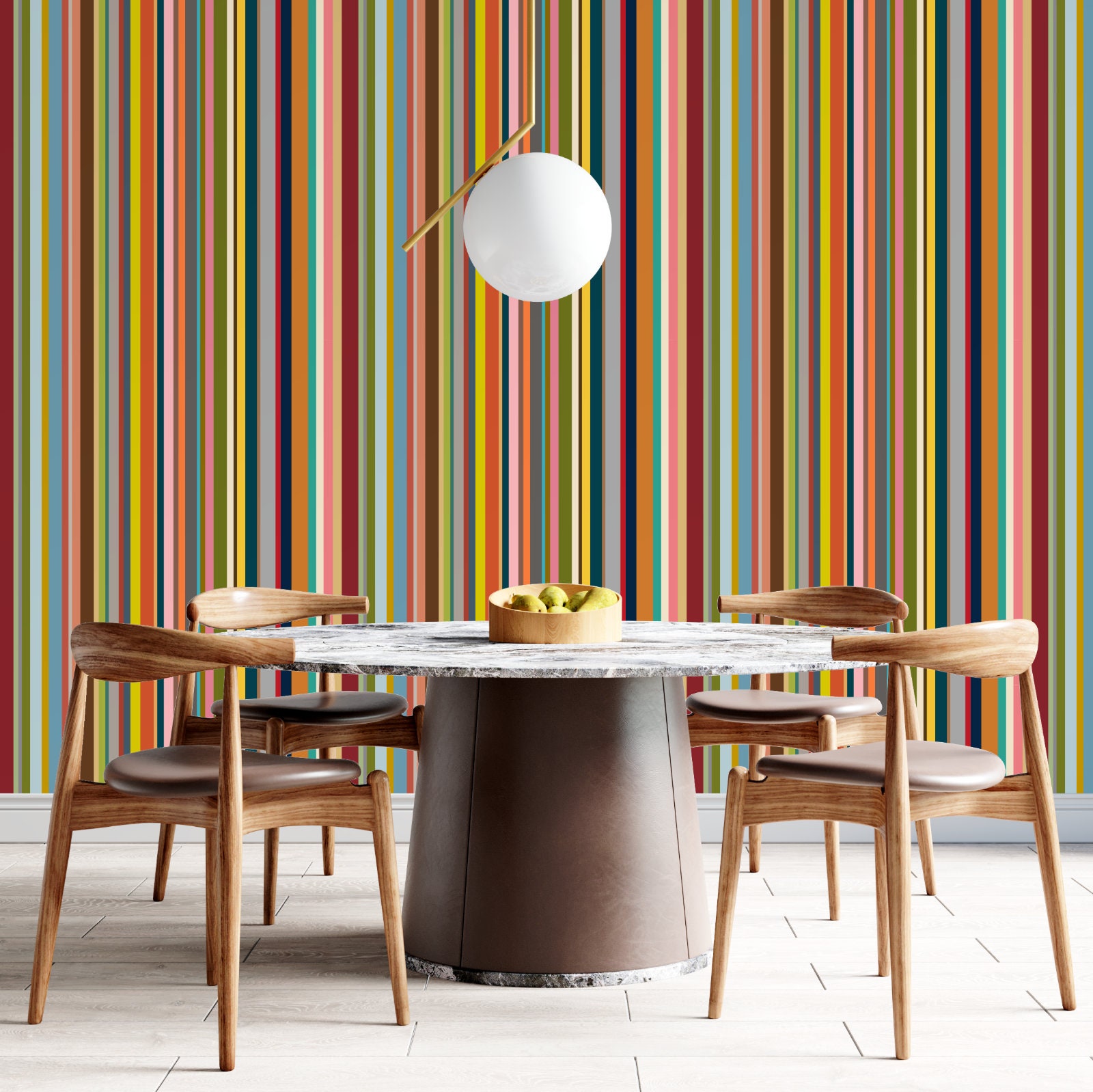 Mid Century Modern Stripe Wallpaper, Peel & Stick and Traditional ...