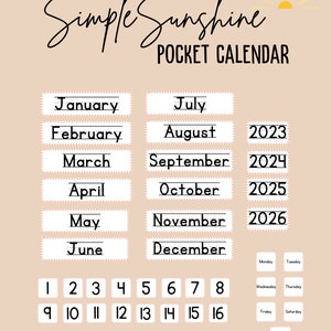 Simple Sunshine Classroom Calendar With Weather - Etsy