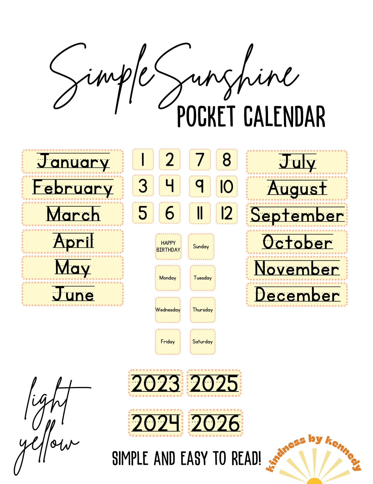 Simple Sunshine Classroom Calendar With Weather - Etsy
