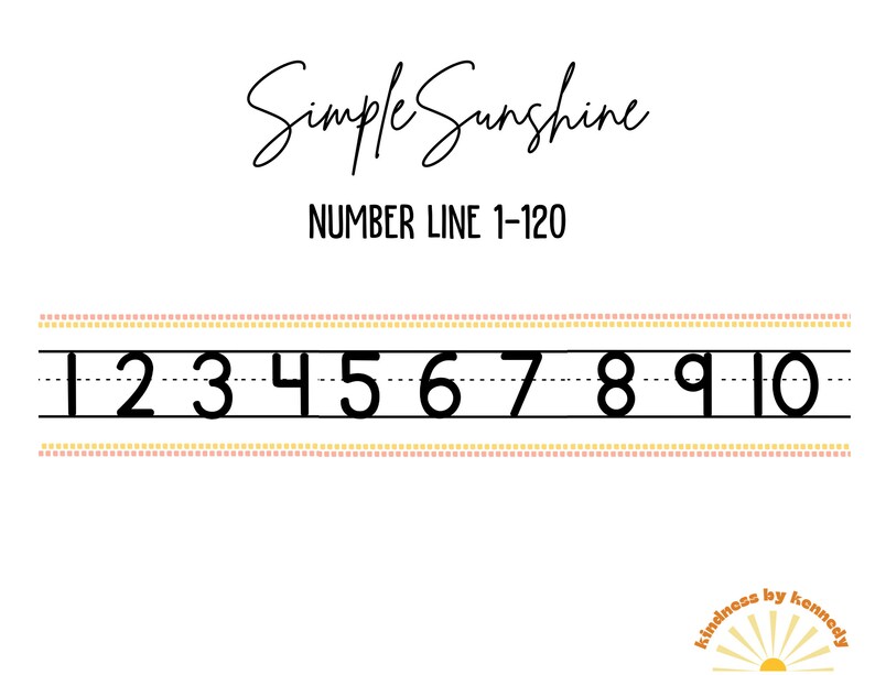 Simple Sunshine Number Line and Numbers With Ten Frame Primary Font ...