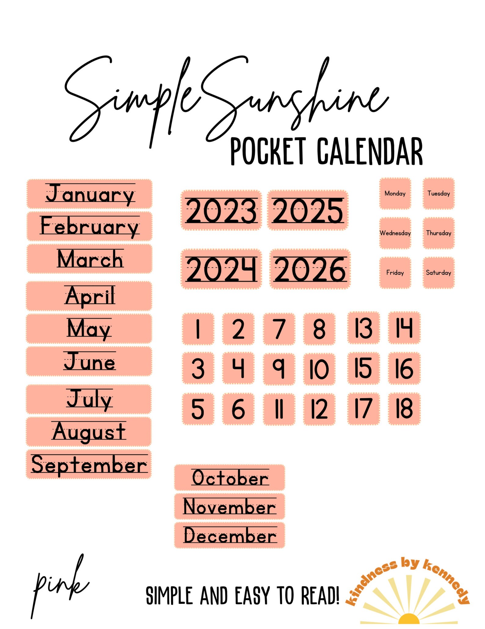 Simple Sunshine Classroom Calendar With Weather - Etsy