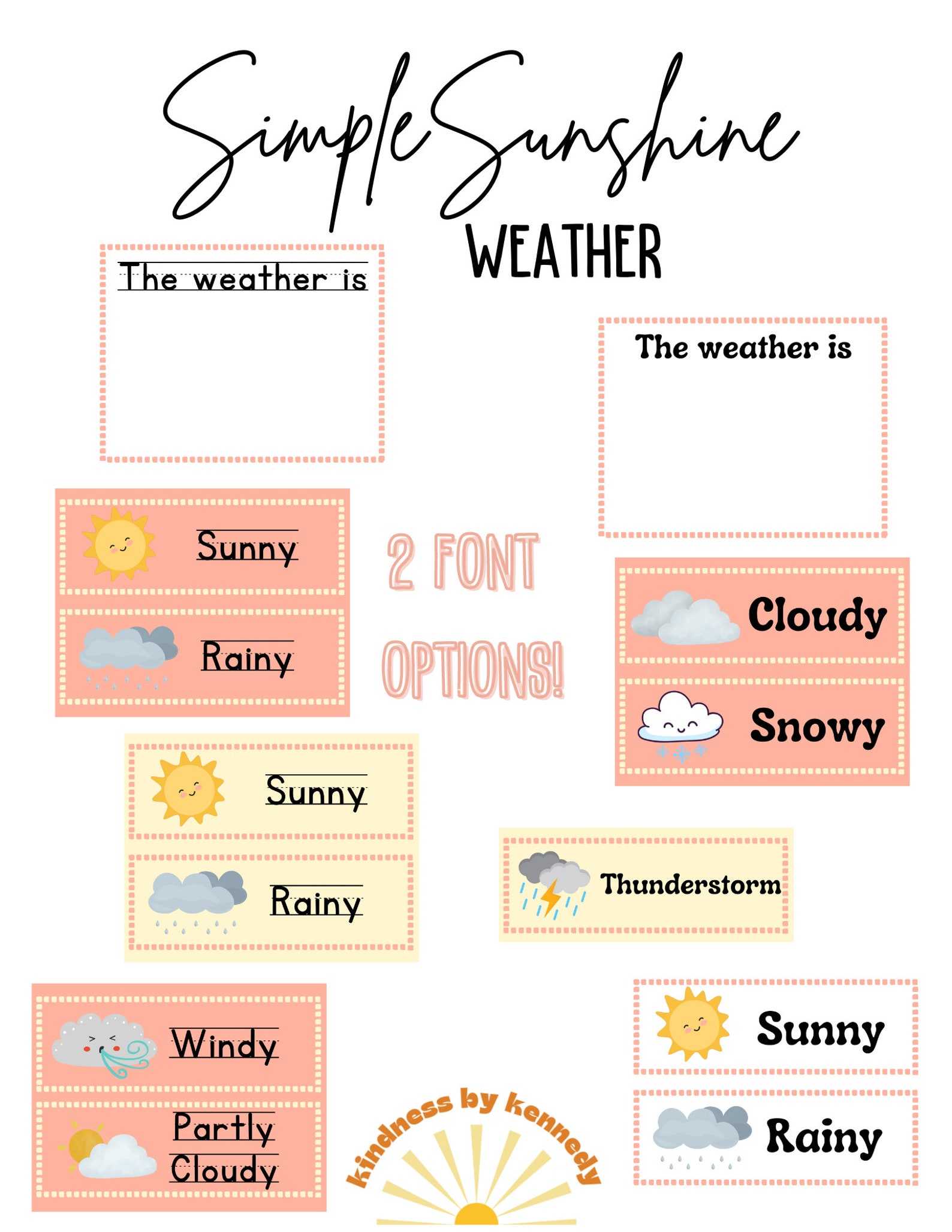 Simple Sunshine Classroom Calendar With Weather - Etsy