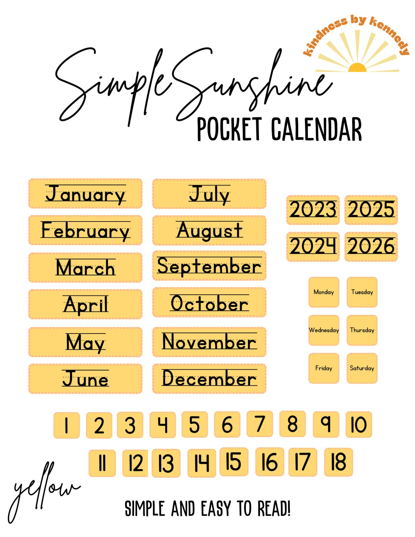 Simple Sunshine Classroom Calendar With Weather - Etsy