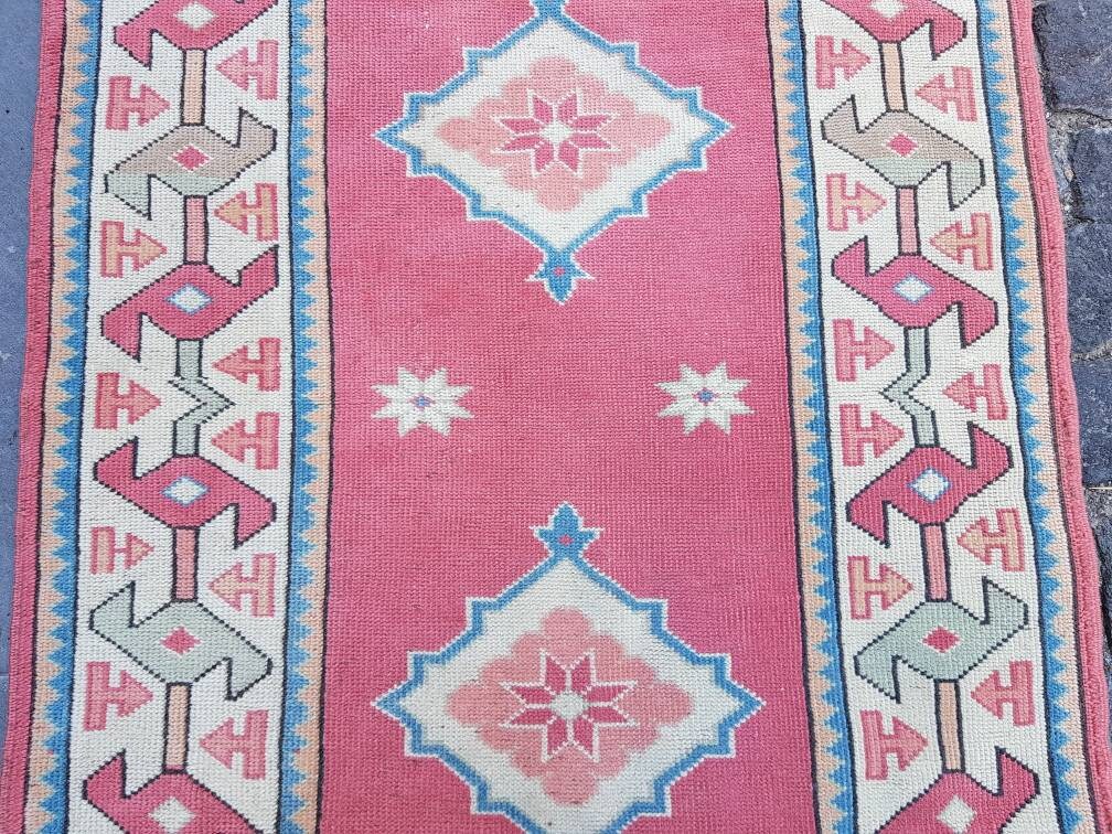 Turkish Vintage Pink Rug Area Turkish Rug Colourful Rug - Etsy