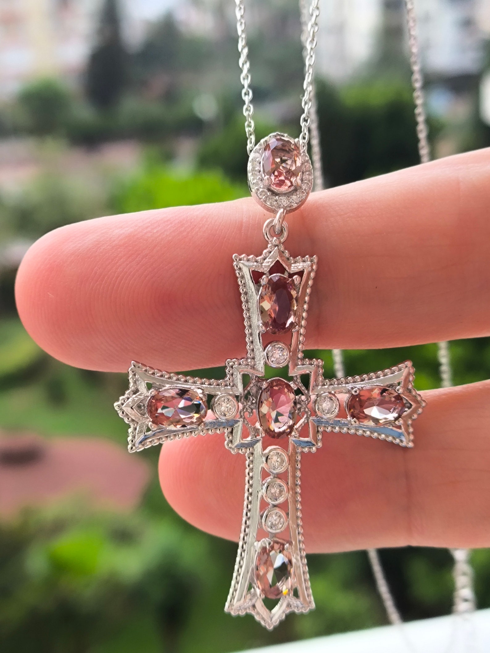 Handmade Sultanite Cross Necklace: Color Changing Turkish Diaspore, 925 ...