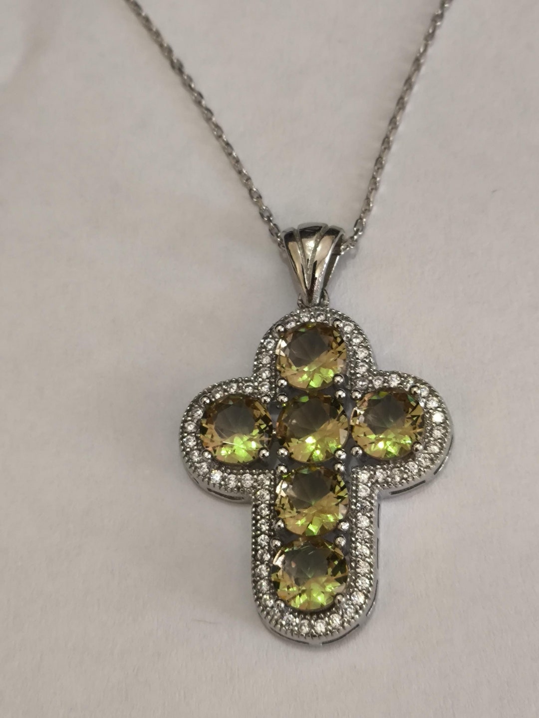 Handmade Sultanit Cross Necklace ,color Changing,turkish Diaspore,925 ...