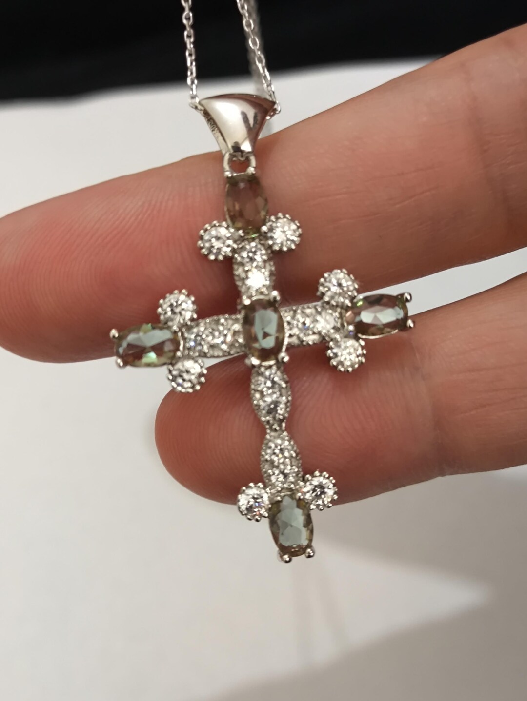 Handmade Sultanit Big Cross Necklace ,color Changing,turkish Diaspore ...