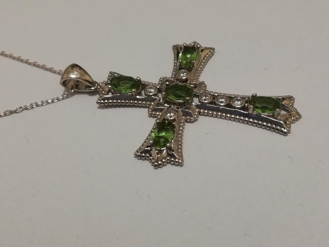 Handmade Sultanit Big Cross Necklace ,color Changing,turkish Diaspore ...