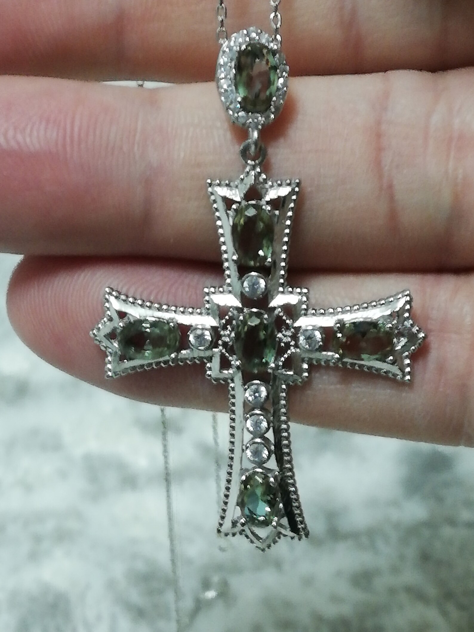 Handmade Sultanite Cross Necklace: Color Changing Turkish Diaspore, 925 ...