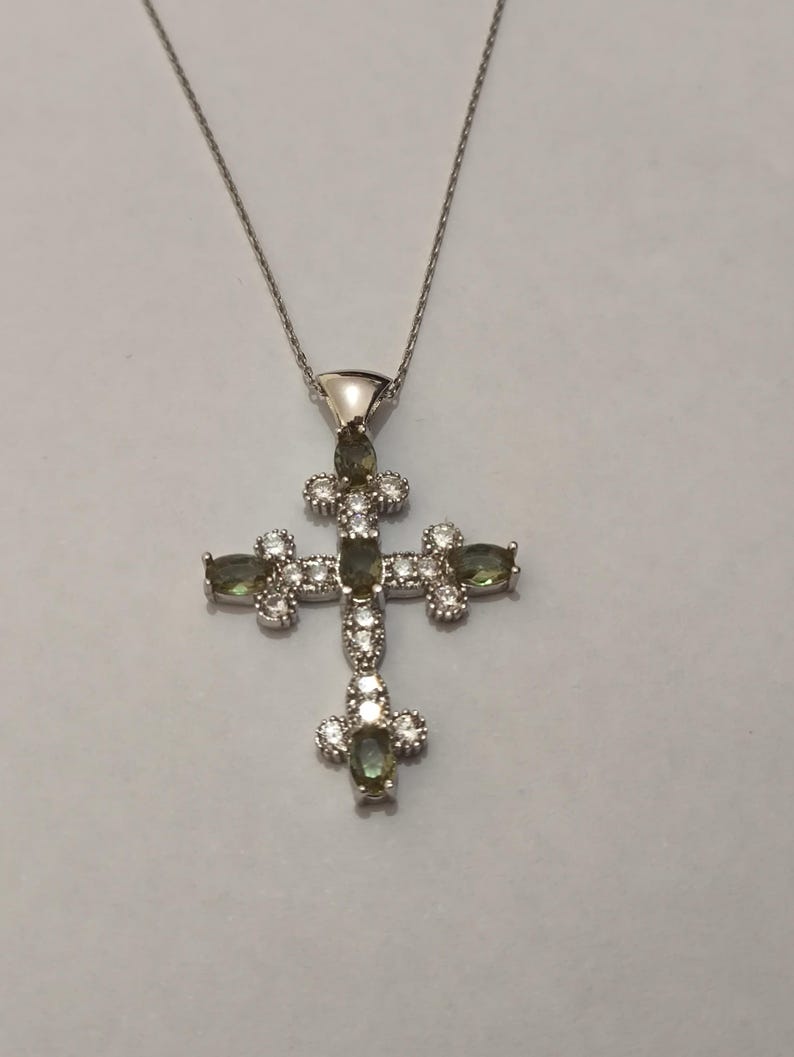 Handmade Sultanite Cross Necklace: Color Changing Turkish Diaspore, 925 ...