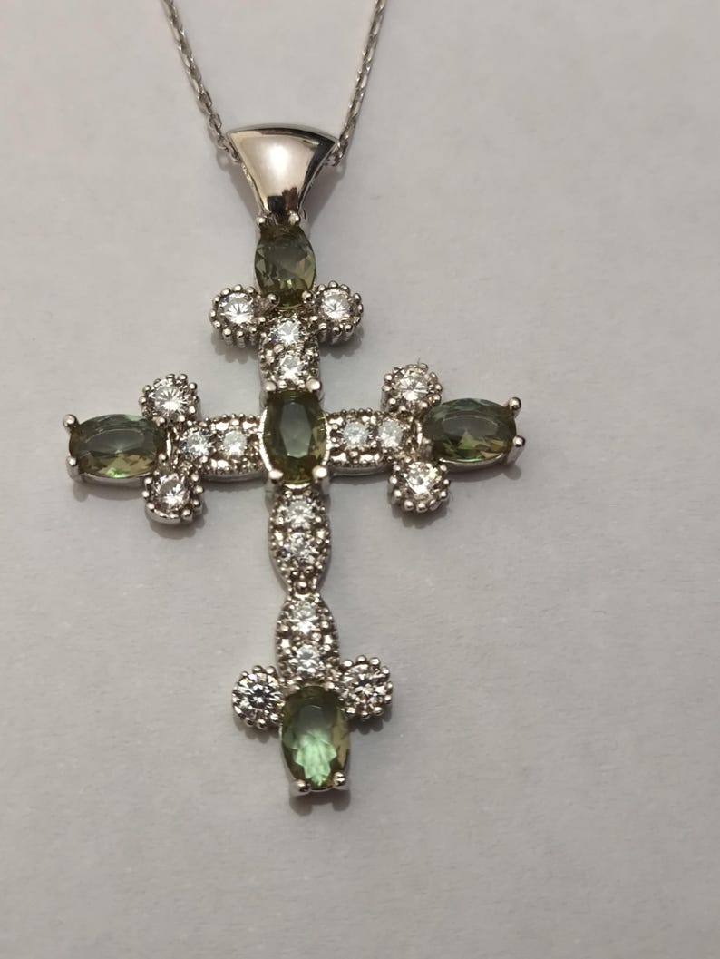 Handmade Sultanite Cross Necklace: Color Changing Turkish Diaspore, 925 ...