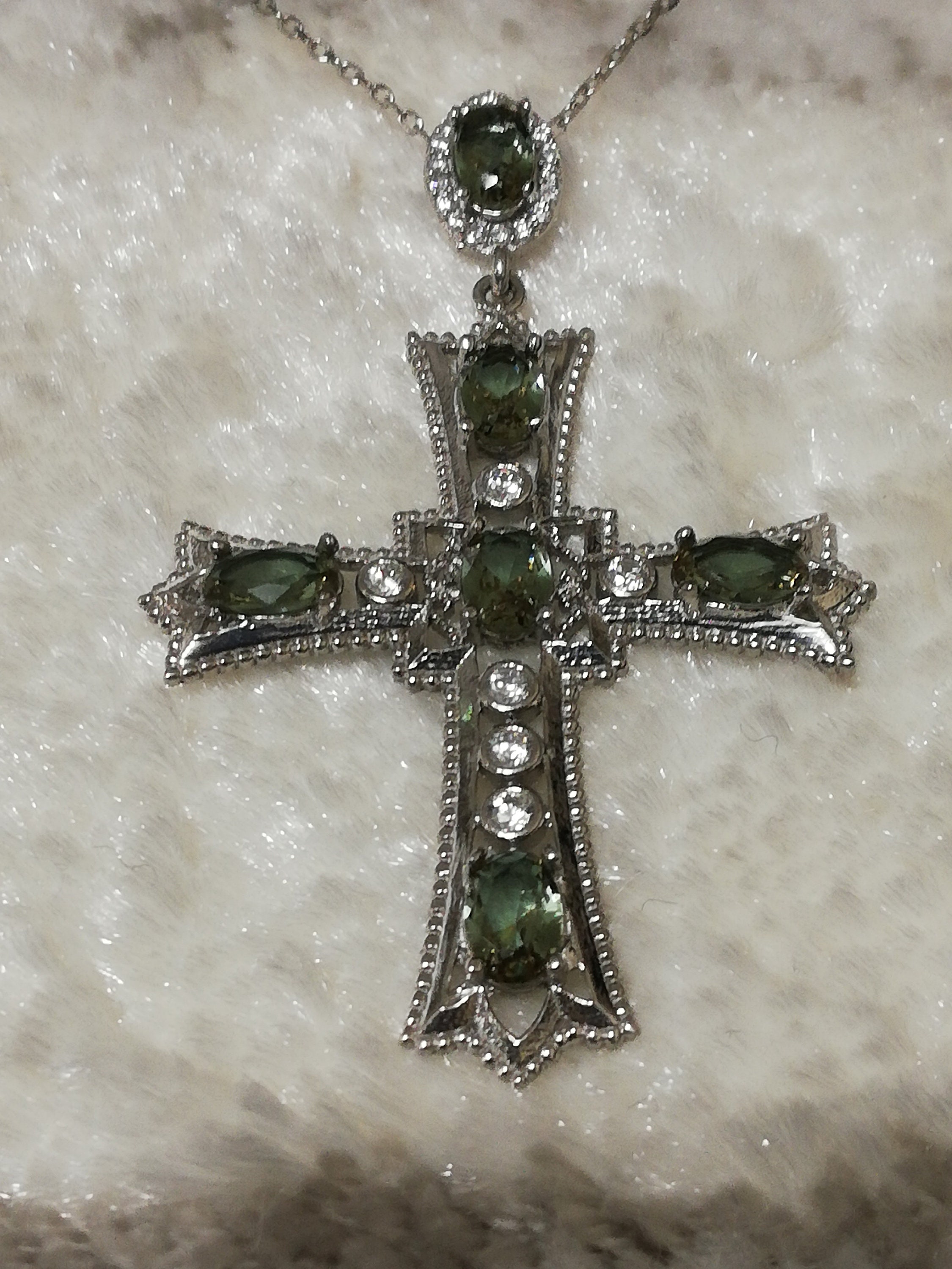 Handmade Sultanite Cross Necklace: Color Changing Turkish Diaspore, 925 ...