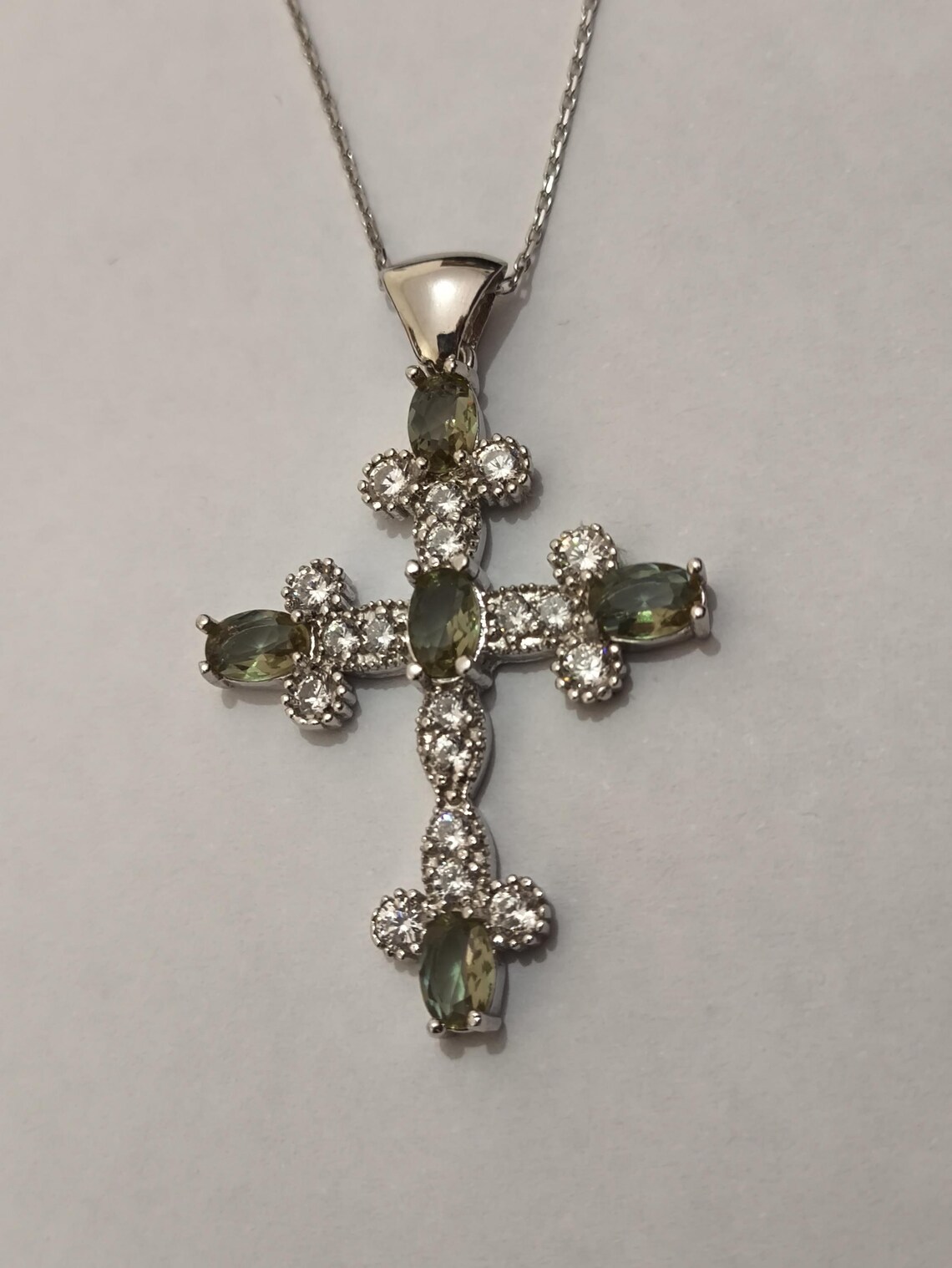 Handmade Sultanite Cross Necklace: Color Changing Turkish Diaspore, 925 ...