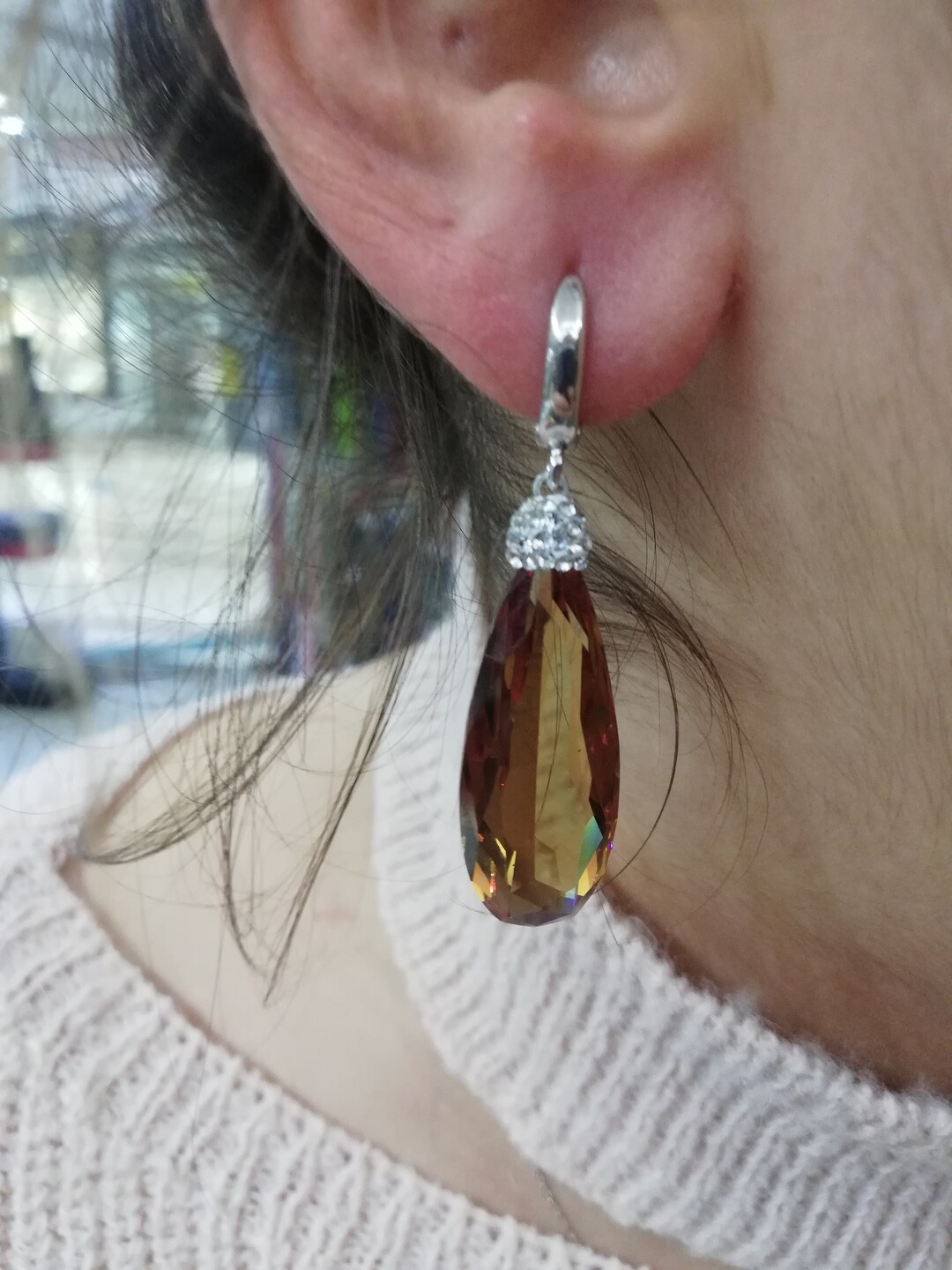 Handmade Zultanite Earrings.stone Size13x35mm,color Changing,turkish ...