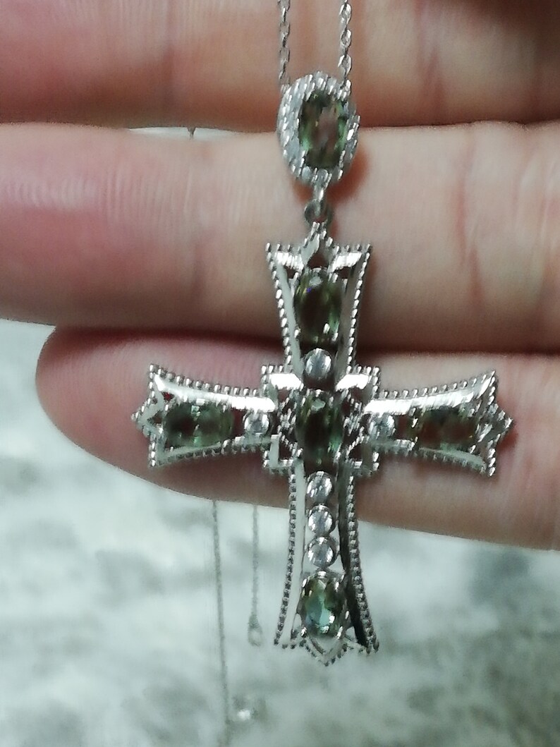 Handmade Sultanite Cross Necklace: Color Changing Turkish Diaspore, 925 ...