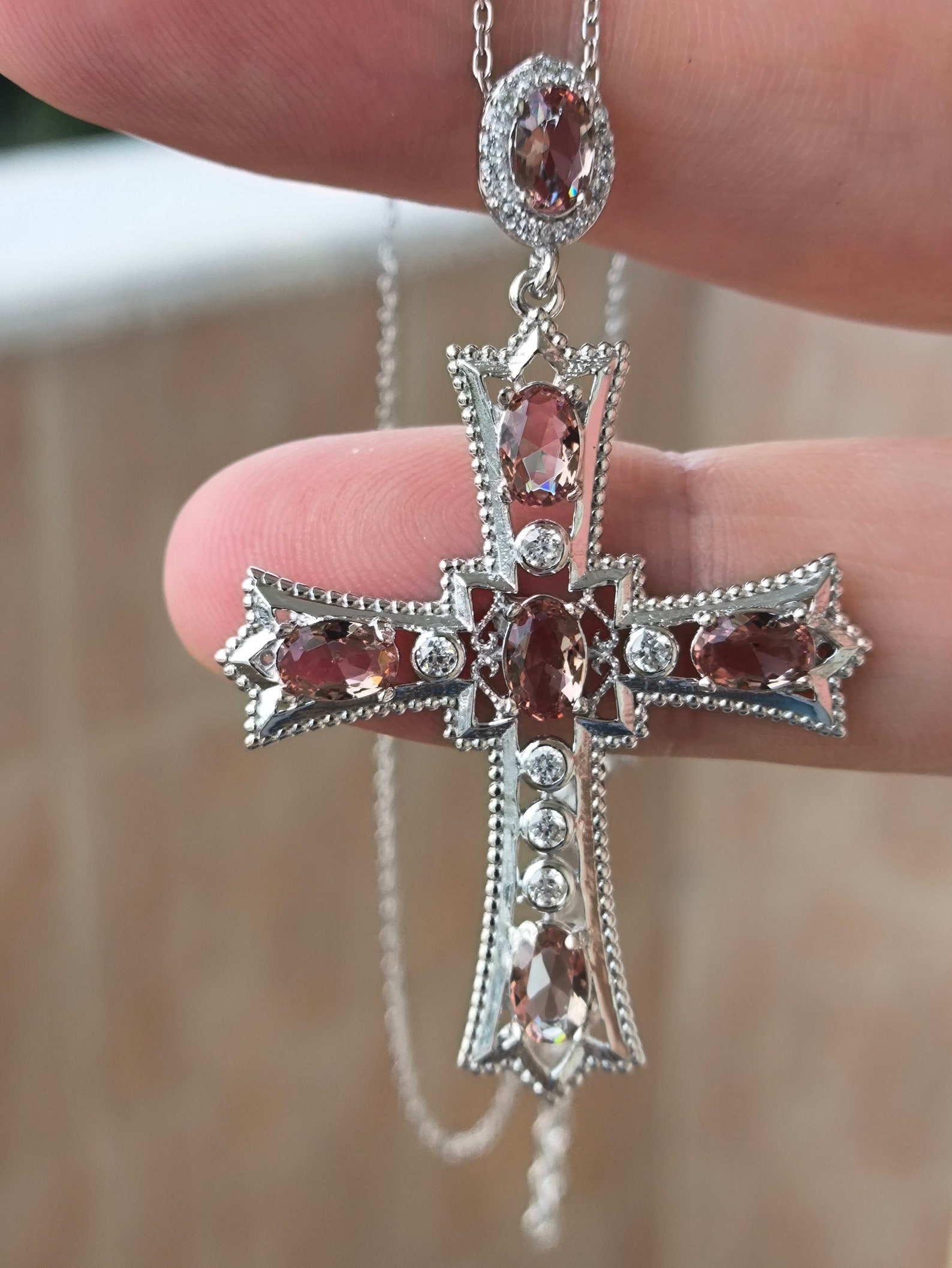 Handmade Sultanite Cross Necklace: Color Changing Turkish Diaspore, 925 ...