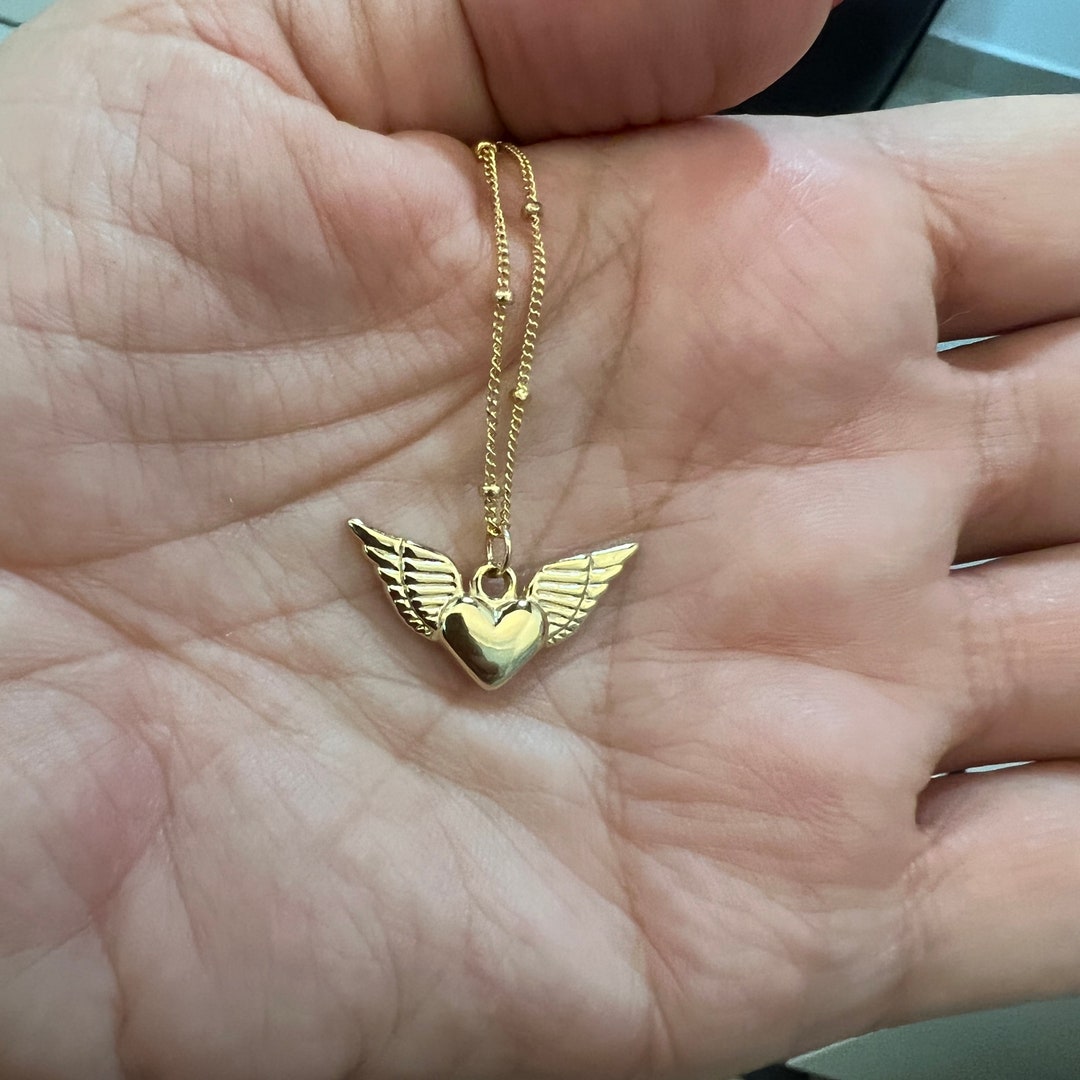 Heart Necklace With Wings, Angel Wings Necklace, Guardian Angel ...