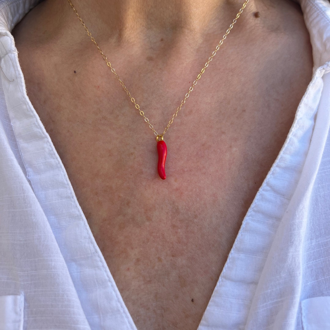 Lucky Chilli Necklace, Italian Horn Necklace, Horn Pendant Necklace ...