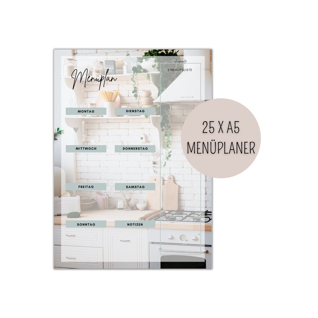 25 Pages Menu Planner A5 MENU DINNER Menu Template Menu Organization ...