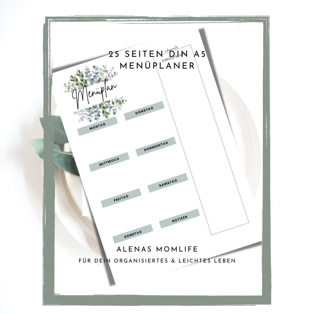 25 Pages Menu Planner A5 MENU DINNER Menu Template Menu - Etsy