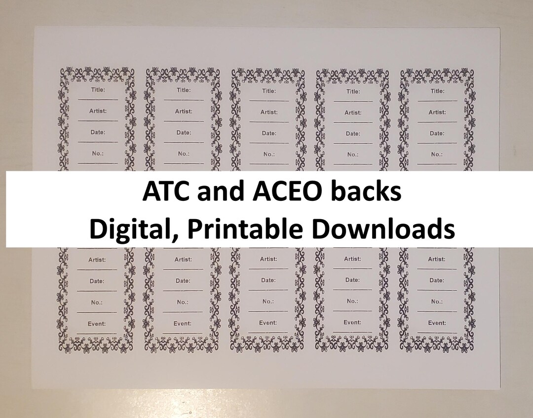 ATC ACEO Digital Backs - Digital Downloads - Artist Trading Card ...